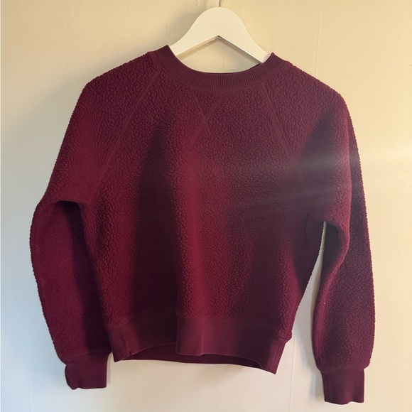 Everlane | Sweaters | Everlane Womens Deep Red Crew Neck Sherpa Fleece ...